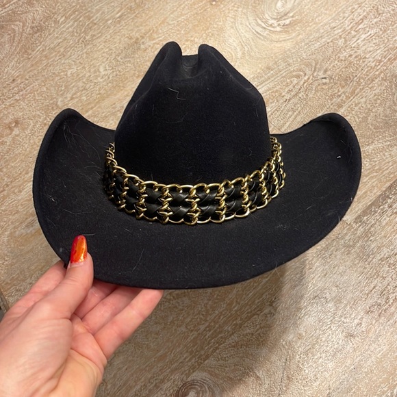 Vintage | Accessories | Vintage Cowboy Hat Gold Chain Western Costume ...